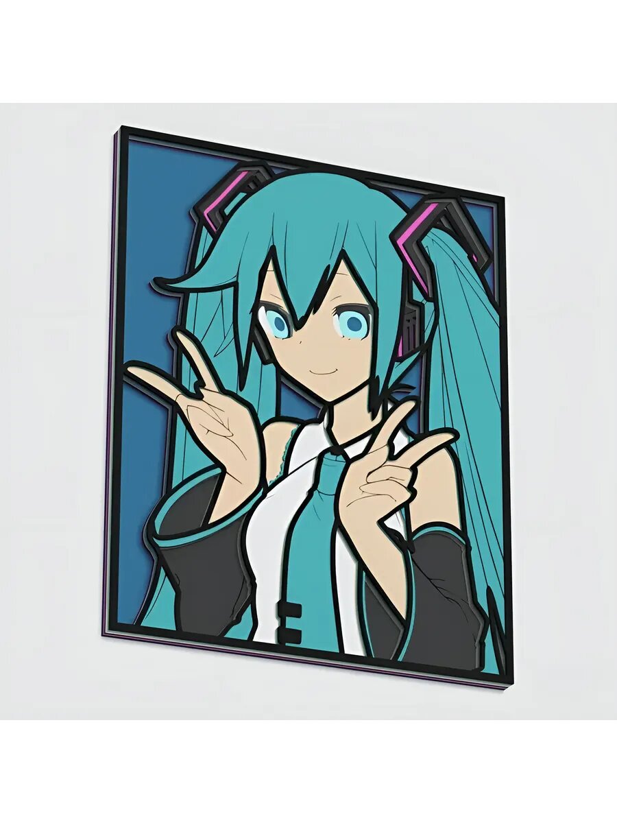 3D Картина по номерам из дерева Хацунэ Мику, 23x30 см