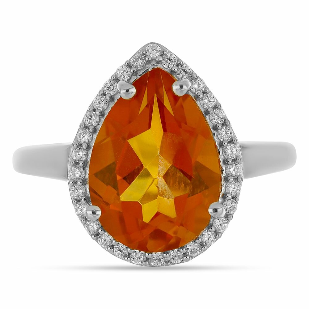 Кольцо тонкое, серебро, 925 проба, родирование, кварц