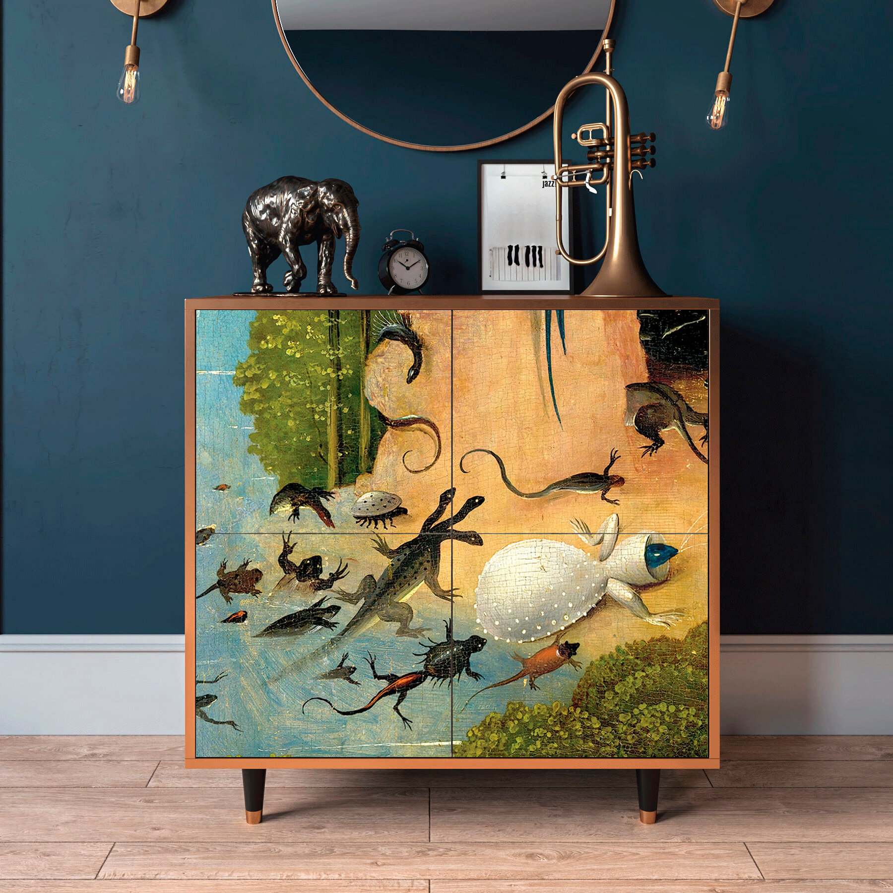 Комод - STORYZ - BS3 The Garden by Hieronymus Bosch, Размер - 94 x 96 x 48 см, Цвет корпуса - Орех