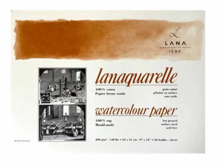 Альбом для рисования LANA "Lanaquarelle", 300 г/м2, 23х31 см, гладкая, 20 л