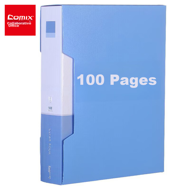Comix A4/100-Page Document Folder/Insert Pocket File Folder/Loose-Leaf File Organizer/Document Storage Pouch, Office Supplies, Blue EA2000