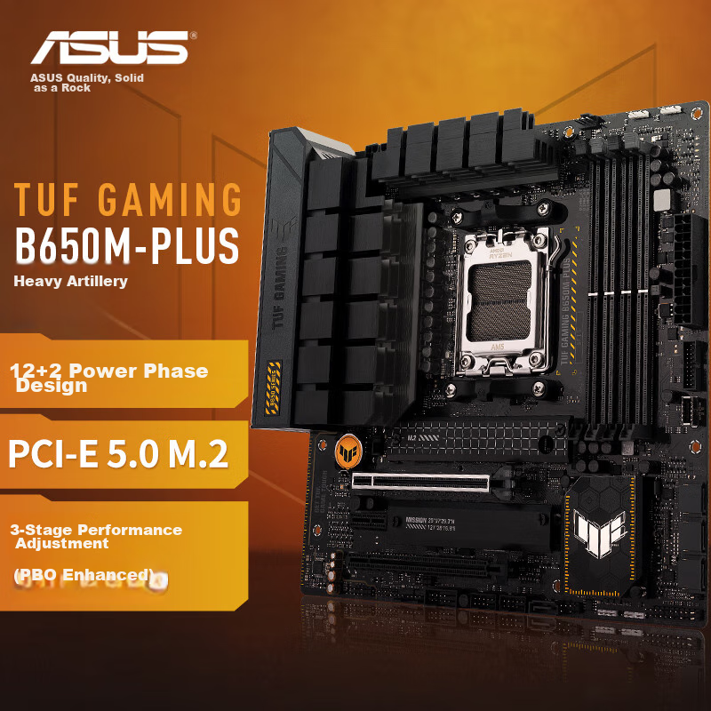 Материнская плата ASUS TUF GAMING B650M-PLUS для процессоров AMD AM5 9700X 9600X 7500F Модель：[Zhongpao Shou] B650M