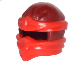 Minifigure, Headgear Ninjago Wrap Type 2 with Molded Red Wraps and Knot Pattern, 19857pb01 Dark Red U
