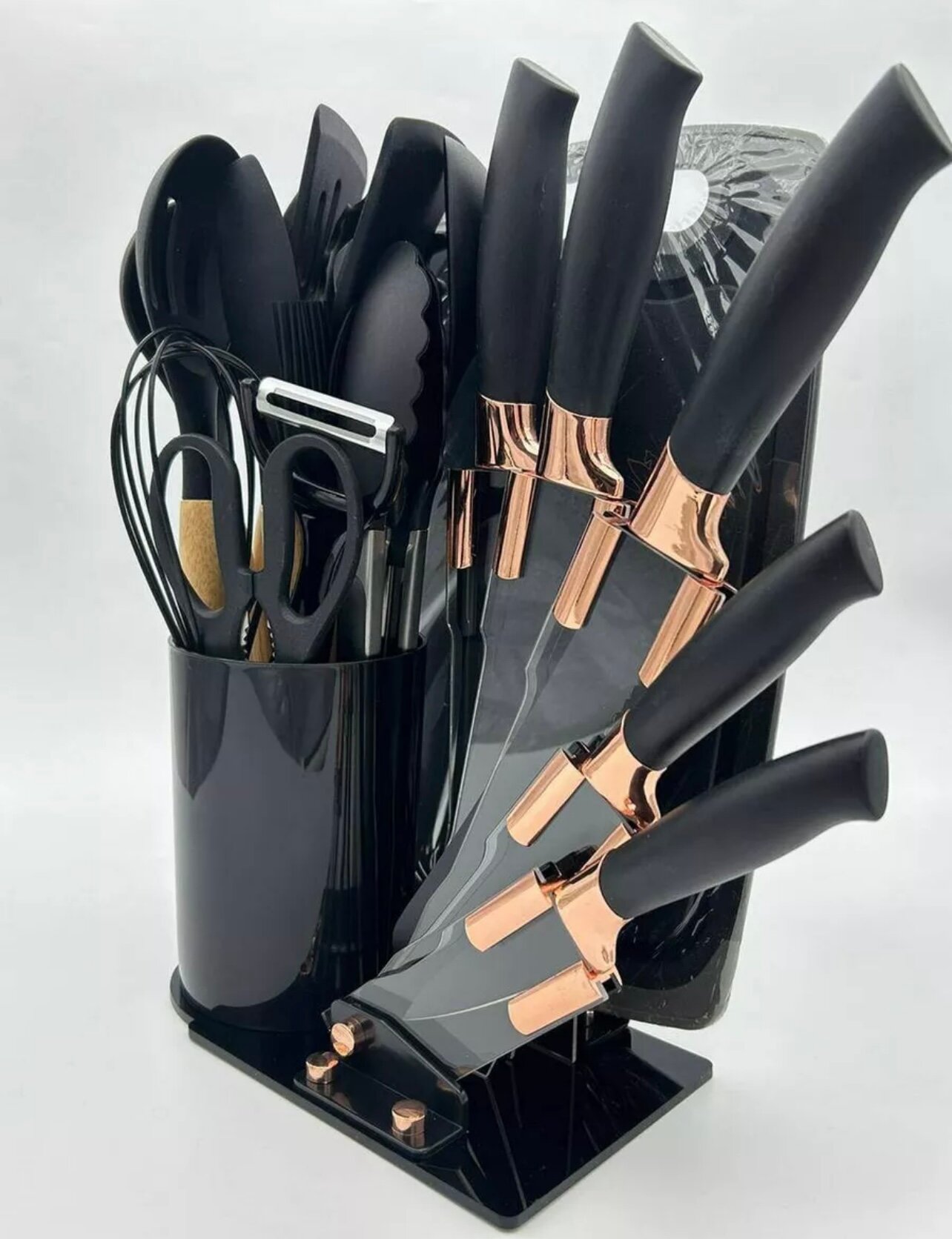 Набор кухонных принадлежностей 20 предметов дерево, силикон, чёрный!