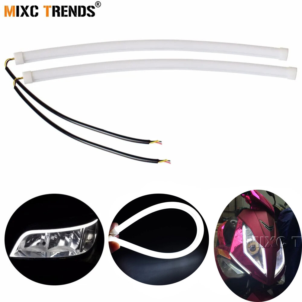Дневные ходовые огни (ДХО) — гибкая LED-лента 30 см, 12 В, белый 6000K, комплект 2 шт для передней части авто