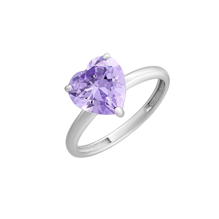 Кольцо тонкое, серебро, 925 проба, фианит