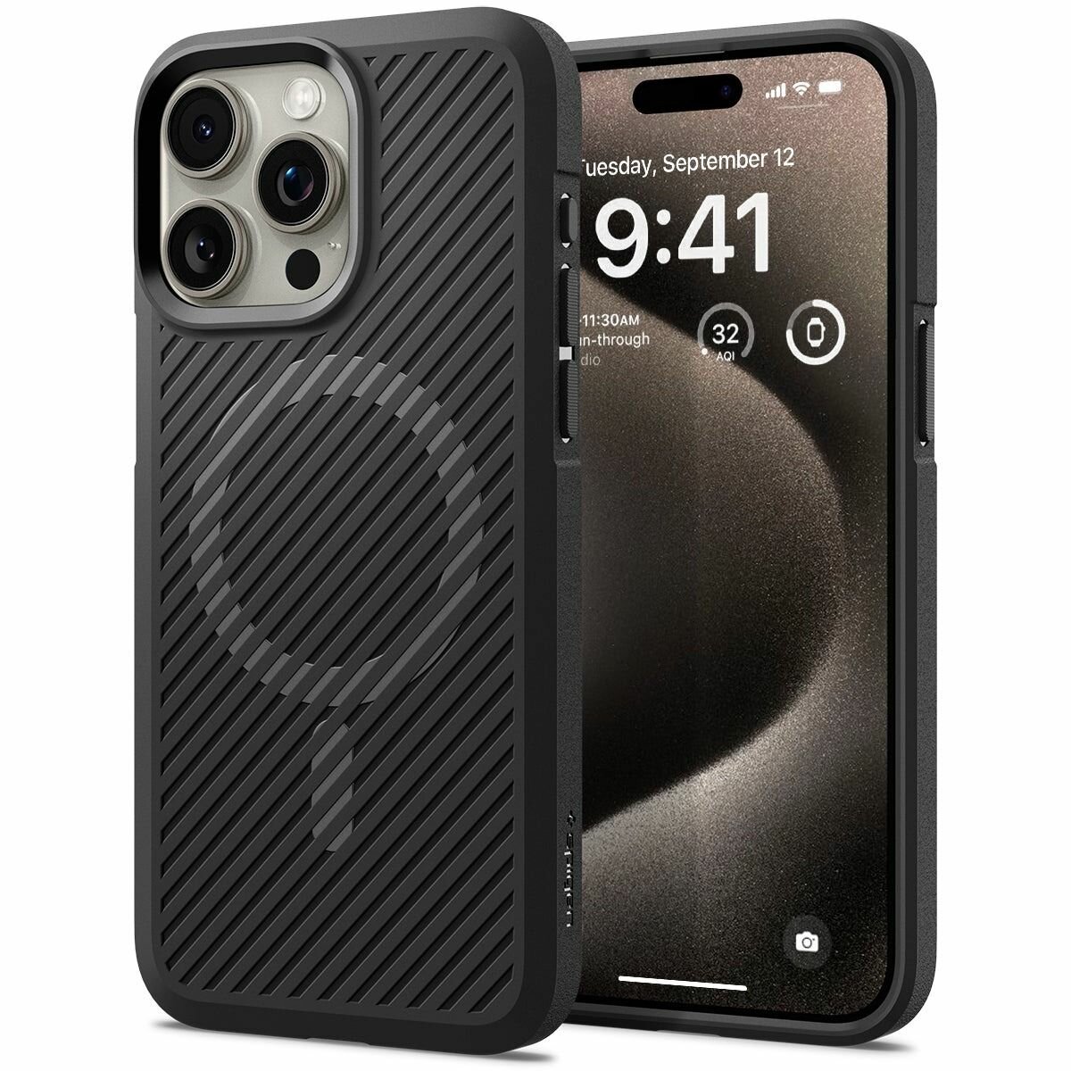 Чехол Spigen на Apple iPhone 15 Pro Max (ACS06442) Core Armor MagFit / Спиген чехол для Айфон 15 Про Макс MagSafe, противоударный, с защитой камеры, черный