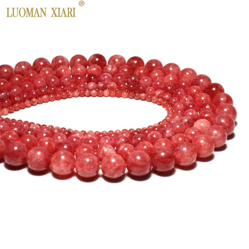 Оптовая продажа натуральный Родохрозит Свободные Круглый Камень Бисер для изготовления ювелирных изделий DIY браслет ожерелье 6/8/10/12 мм нить 15'