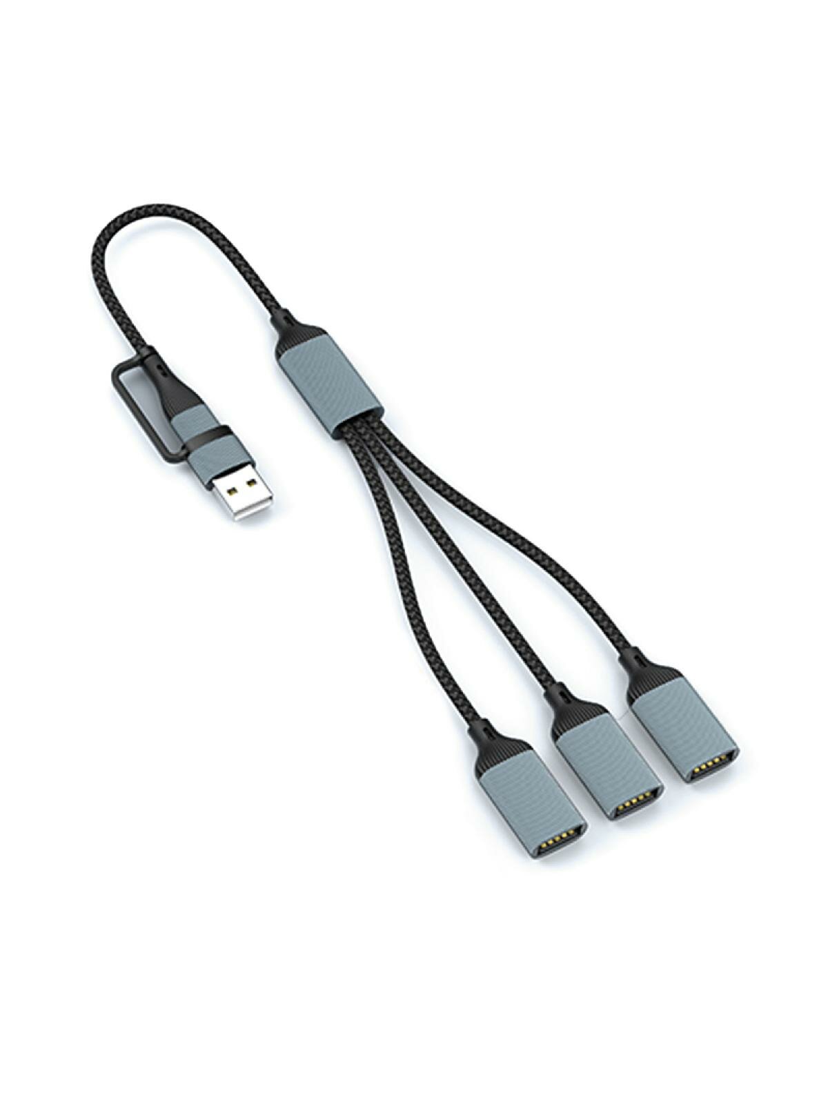 Type C Splitter 1 in 3 Out USB Type C Male to 3 USB 2.0 Female USB Splitter for Charging Data Transfer for Webcam/Printer