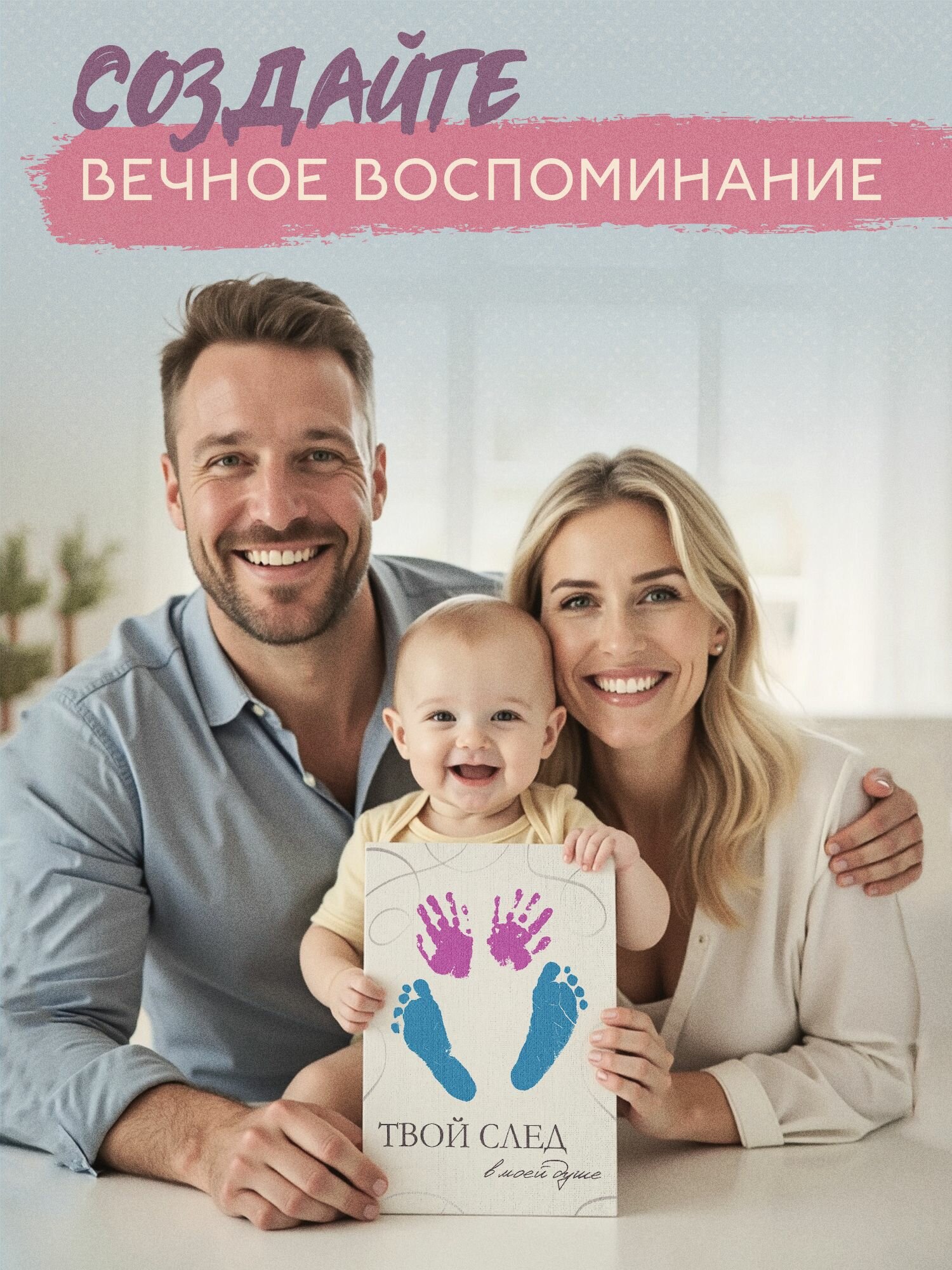 Отпечатки рук на холсте "Малыш" подарочный набор — фото 1
