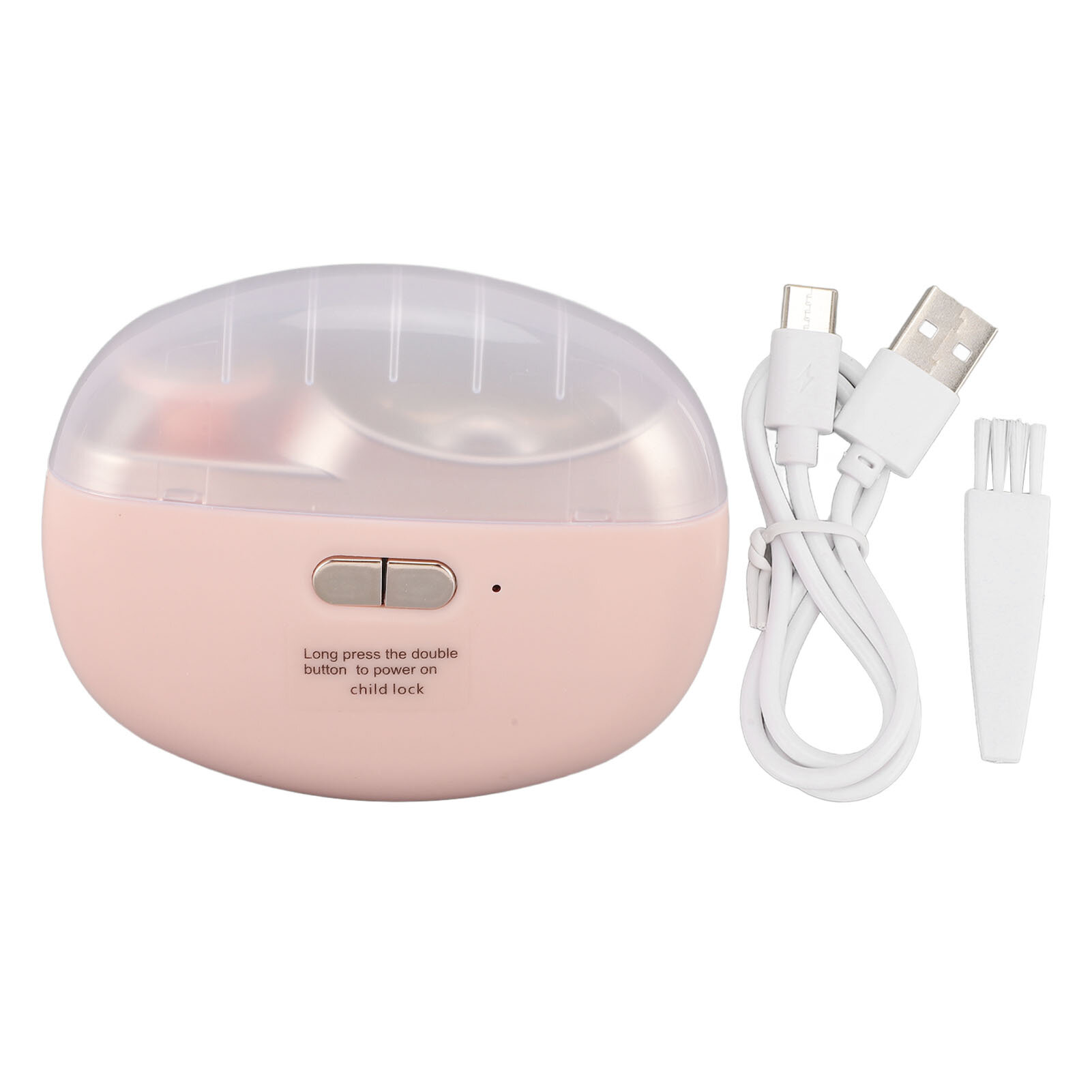 Электрическая машинка для стрижки ногтей, с пилочкой, портативная, 2 скорости, бесшумная, розовый