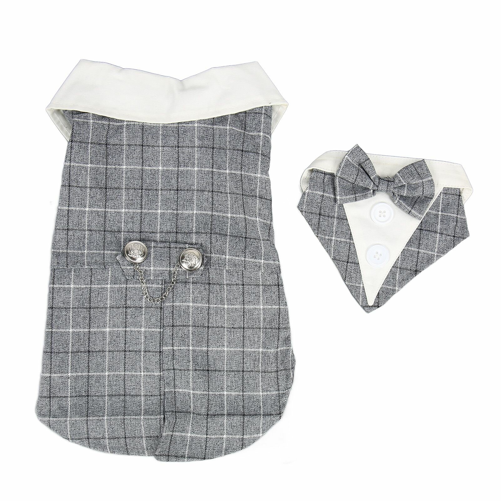 Свадебный костюм для домашних животных, стильный элегантный формальный смокинг для собаки, костюм-смокинг для свадьбы, Хэллоуина, дня рождения, клетчатый серый XL