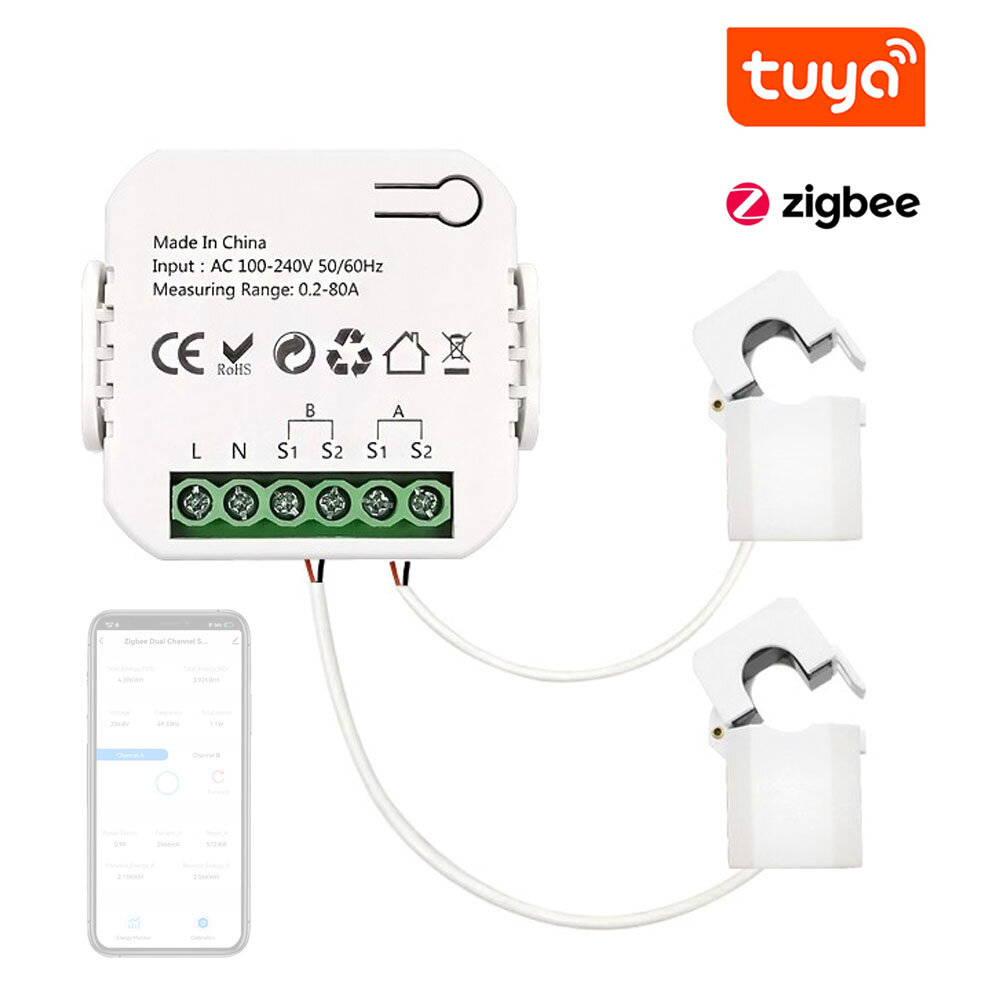 Интеллектуальный счетчик энергии Tuya ZiGBee, солнечная фотоэлектрическая система, счетчик потребления электроэнергии, двунаправленный мониторинг, контроль через приложение для мобильного телефона, монитор мощности с CT