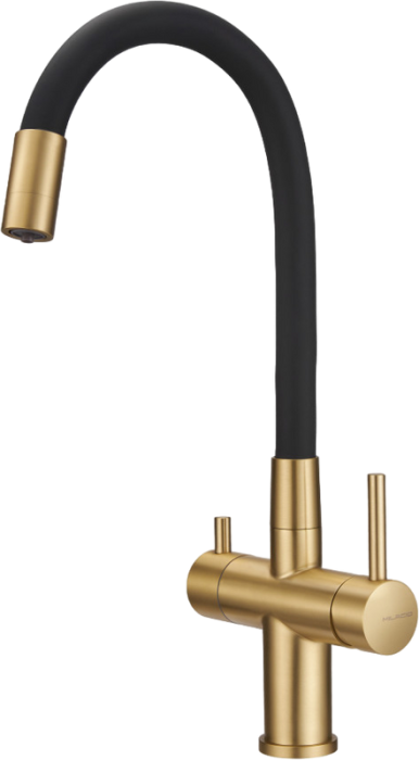 Смеситель для кухни Milacio Ultra MCU.560. GDB с гибким изливом, брашированное золото, черный