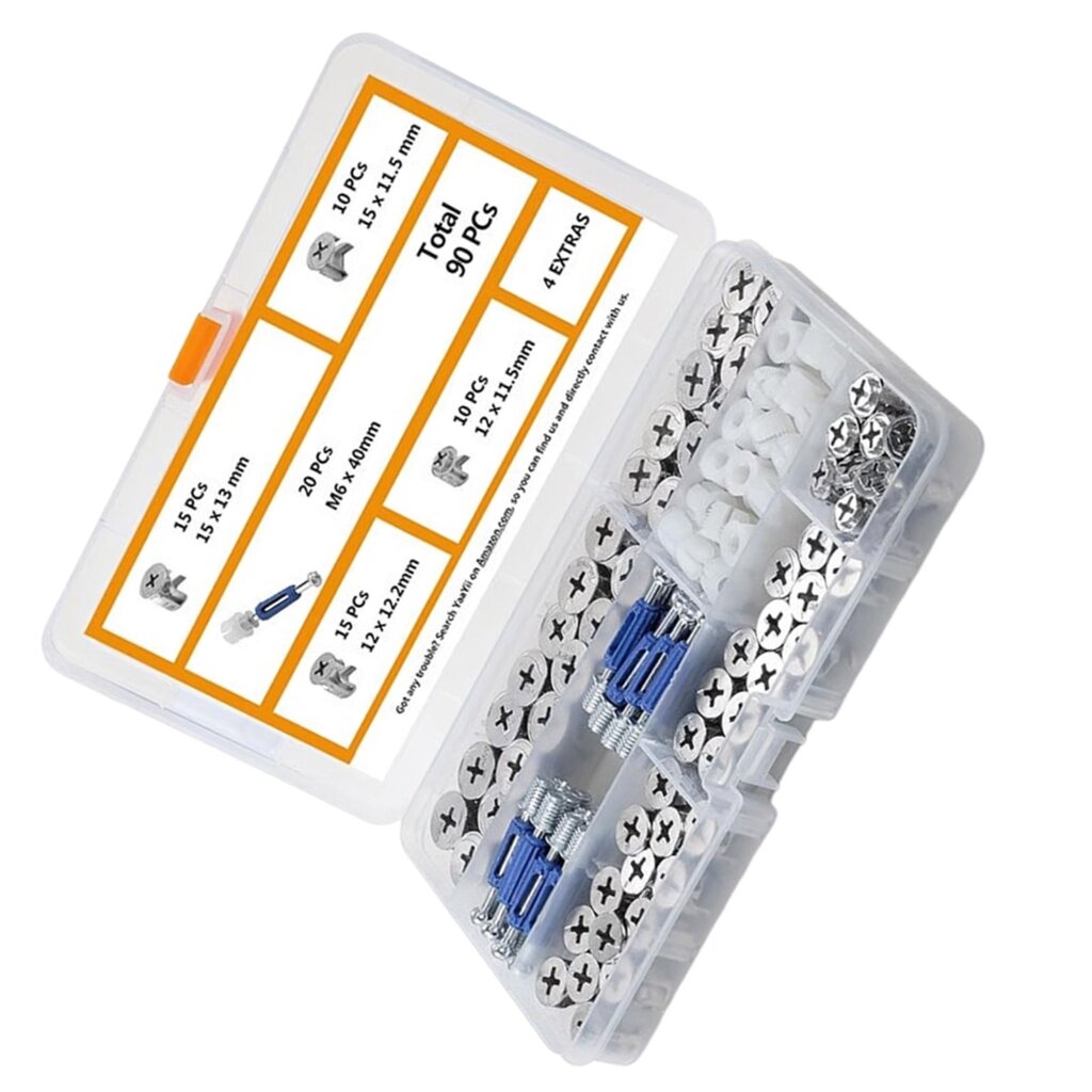 Коробка из 90 мебельных эксцентриковых колесных кулачковых замков "три в одном"