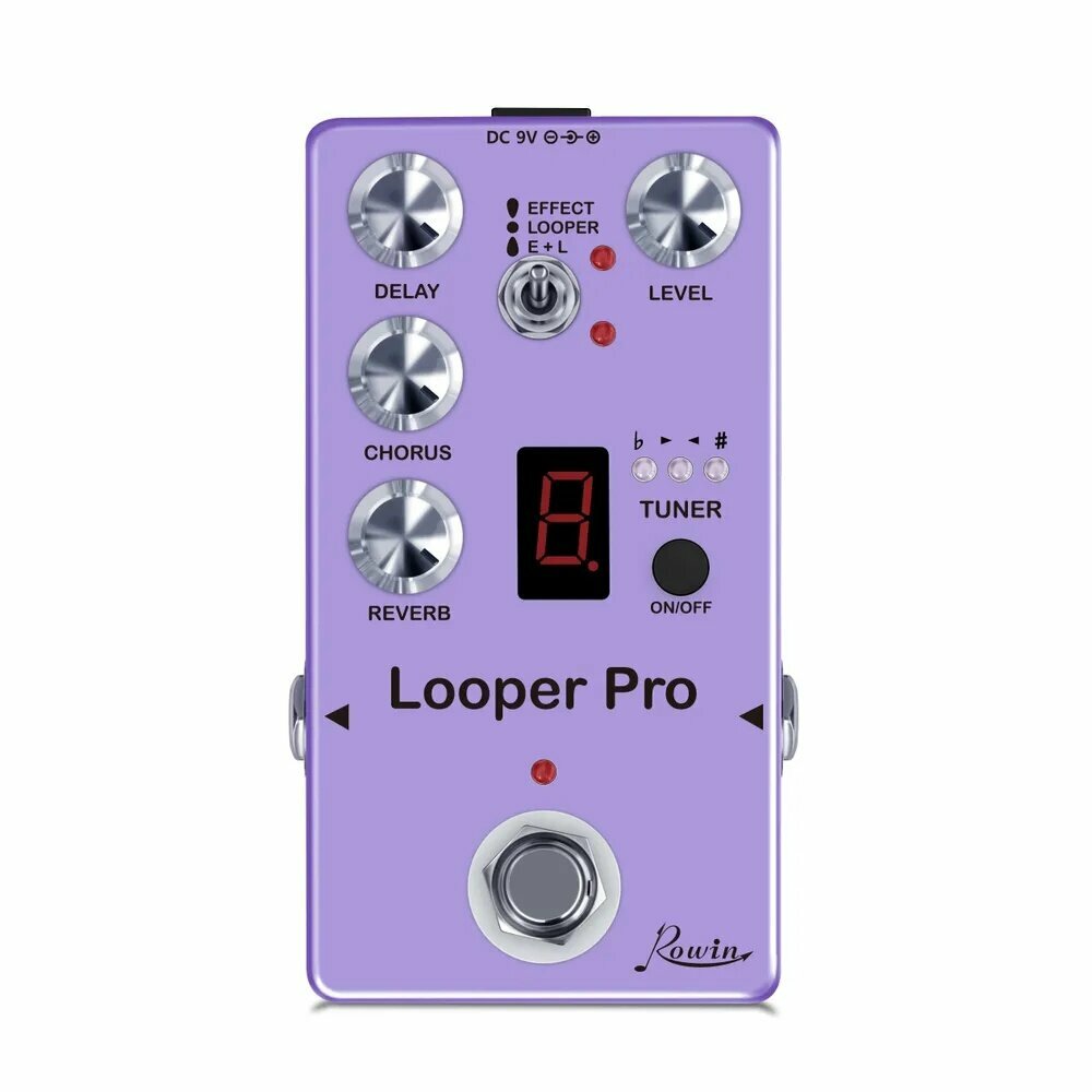 Rowin RE-05 Looper Pro Многофункциональная гитарная педаль с 5 различными эффектами и 10 - минутным круговым шунтом