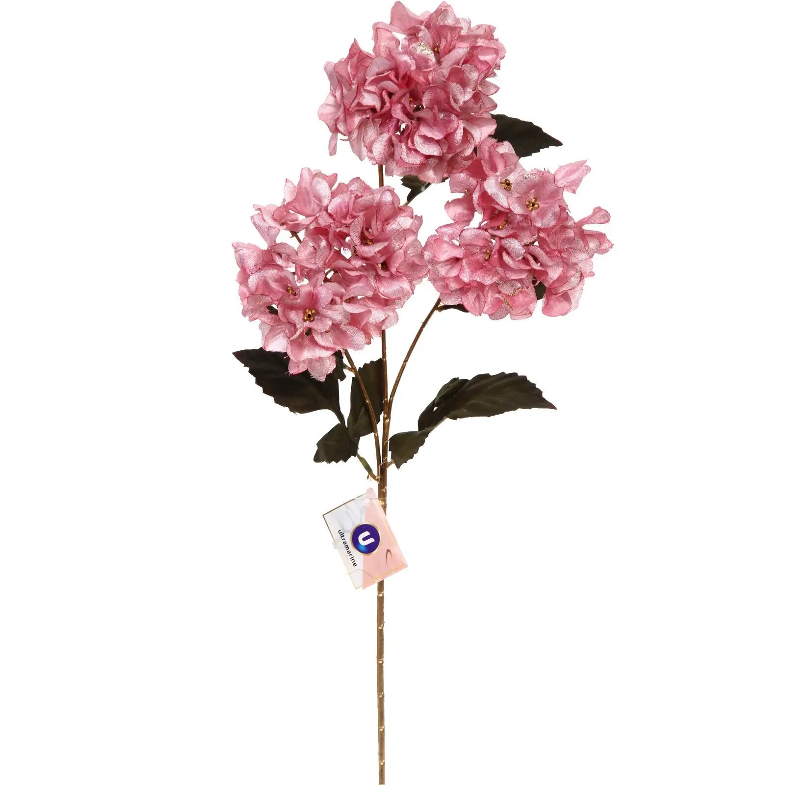 Искусственная гортензия "flowers glamour" 70 см, 3 цветка, розовый микс, пластик/полиэстер