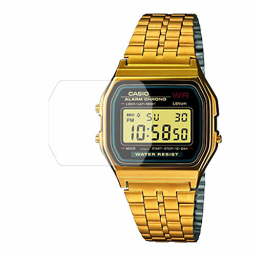 Скрин Мобайл защитный экран для часов Casio A159WGEA-1EF из гидрогелевая плёнка прозрачная