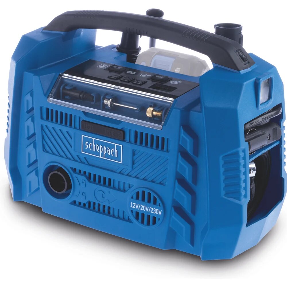 Автомобильный аккумуляторный компрессор Scheppach Airforce 6 без АКБ и ЗУ, 2.5 кг, 230 В