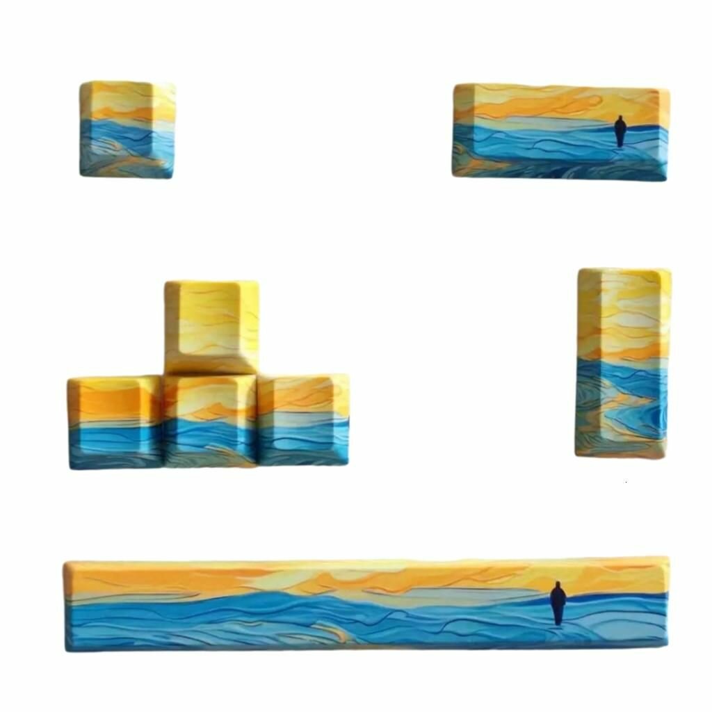 8Pcs DIY Кейкапы 5-сторонние SUB 6.25u Space Bar, - Волны заката