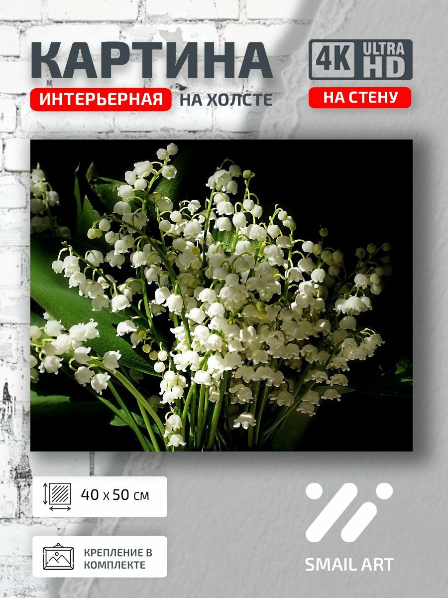 Картина на холсте интерьерная 40 на 50 на стену Ландыши Mood для спальни атмосфера интерьер