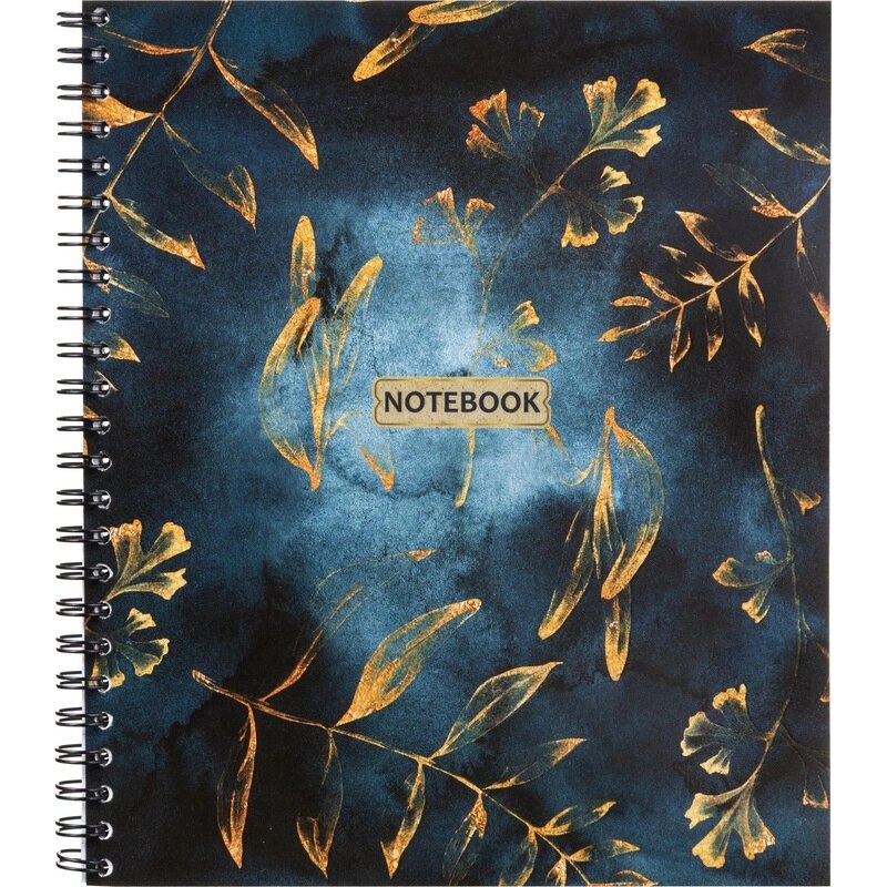 Бизнес-тетрадь Floral А5, 96л, клетка, обл. мел. картон, спираль, синий