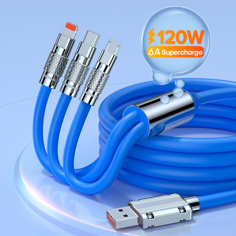 GIMIOU 2шт. Линия передачи данных 3 разъема, USB быстрая зарядка, 1,2 м