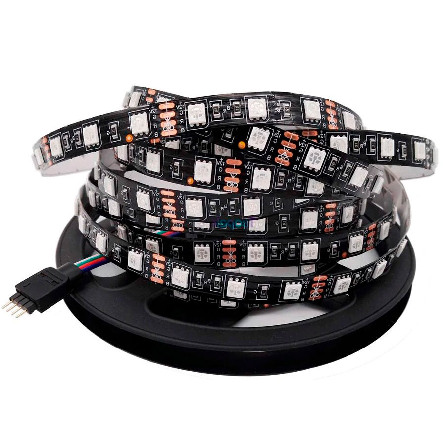 Светодиодная RGB лента на черной подложке 5050 24v 14.4w 60 led 5м