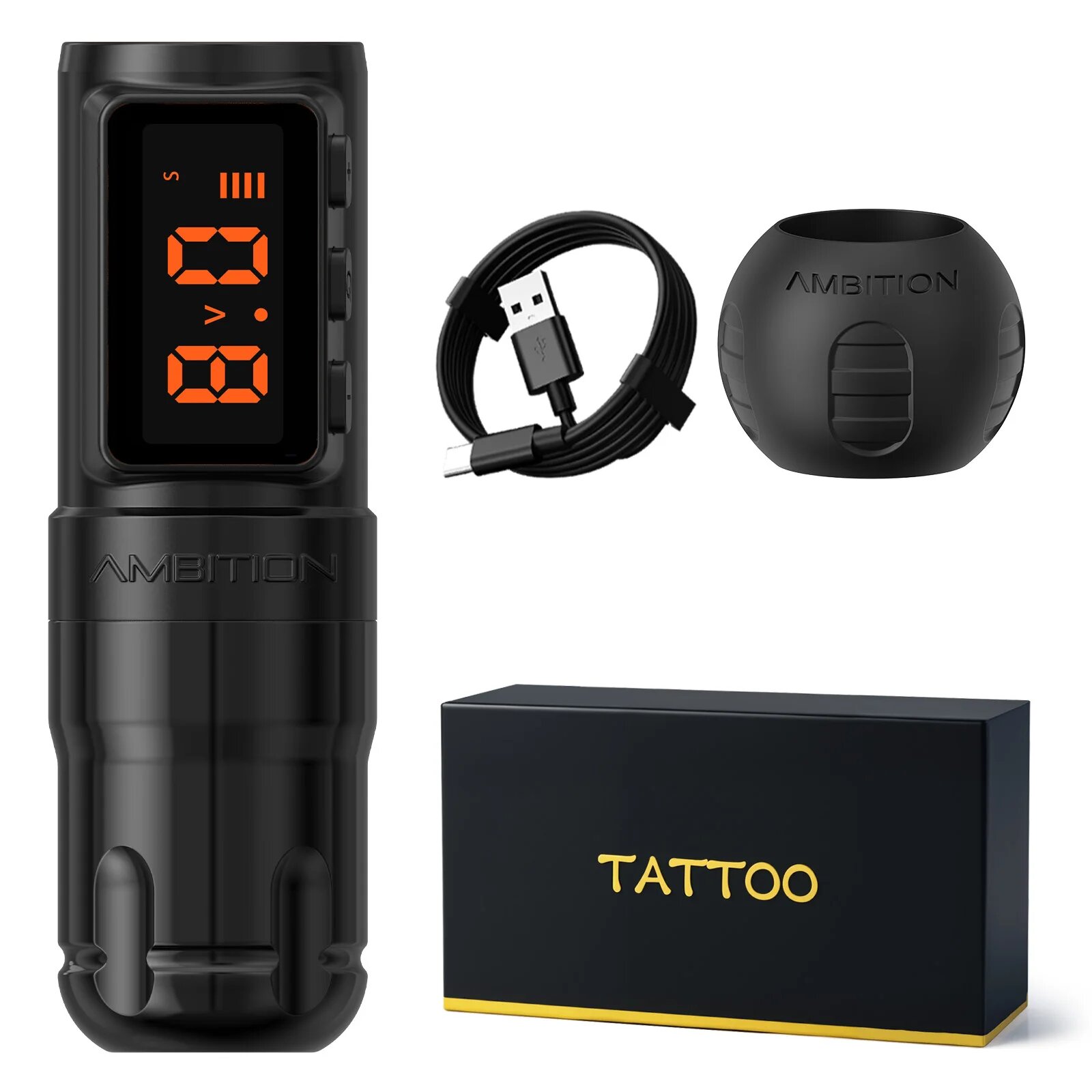 Беспроводная тату-машинка Ambition Bolt-X Black 1600 мАч