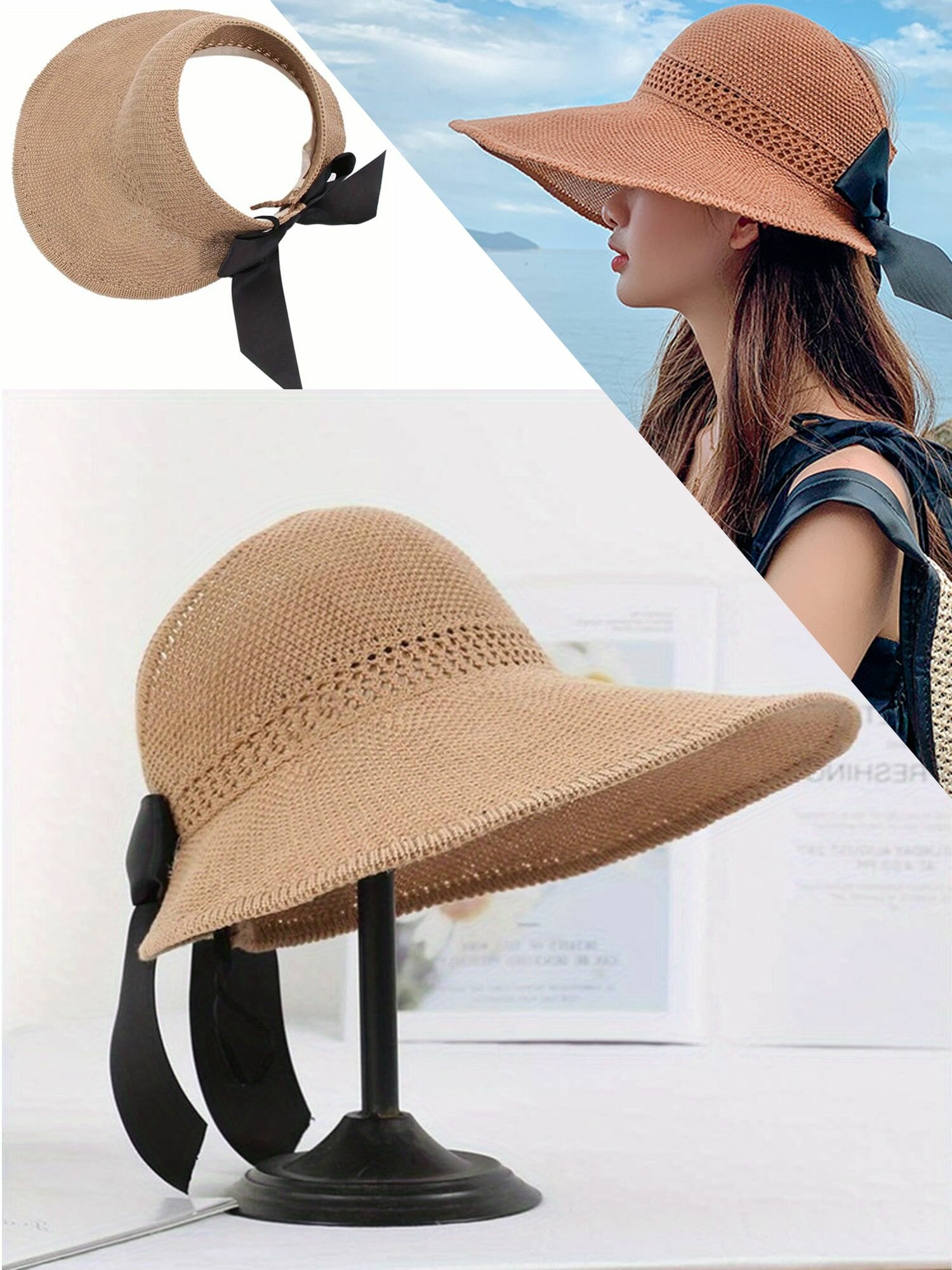 Женская солнцезащитная шляпа, портативное хранение, регулируемая, дышащая, большая зона затенения