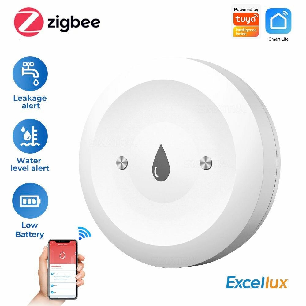 Умный датчик протечки воды Zigbee 3.0, совместим с Яндекс Алисой, Water leak sensor