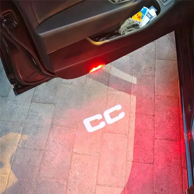 2 шт. светодиодная лампа с логотипом, эмблема проектора, подходит для VW TOUAREG Jetta Golf 5 6 7 MK5 MK6 MK7 Passat B6 Tiguan CC, атмосферное освещение