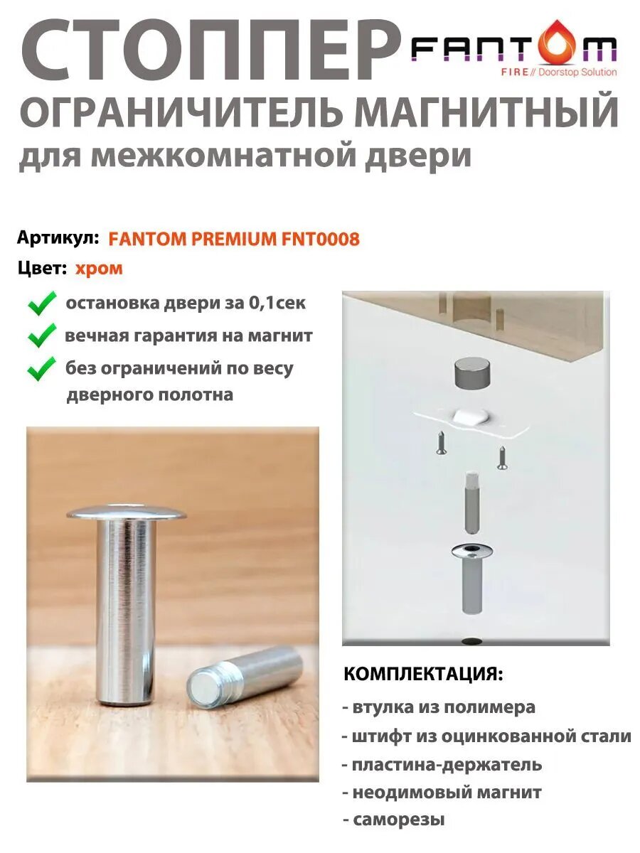 FANTOM Standart Ограничитель для двери/ стоппер для двери, прозрачный