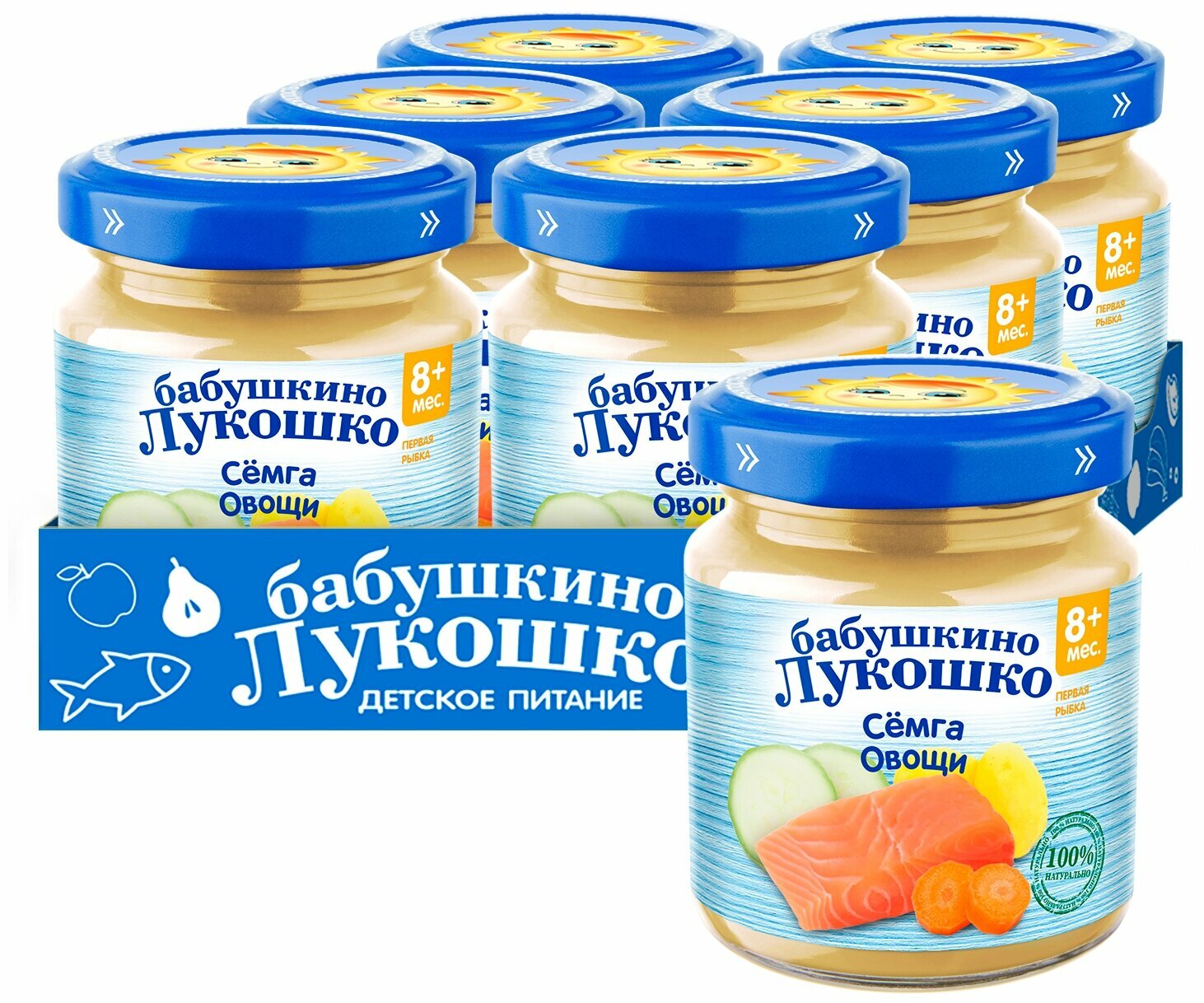 Бабушкино Лукошко семга-овощи, с 8 месяцев, 100 г, 6 шт.