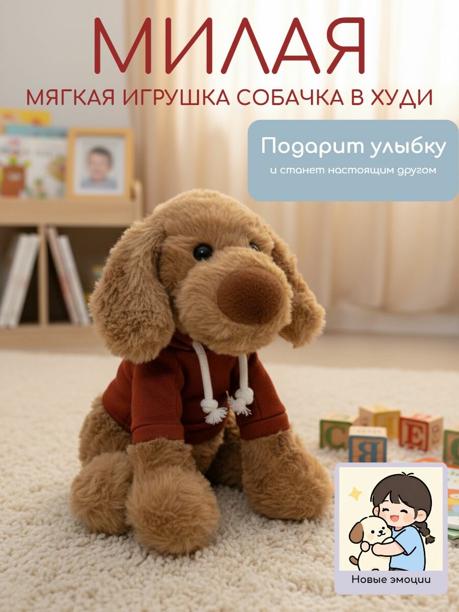 Мягкая игрушка - собачка в толстовке 23см
