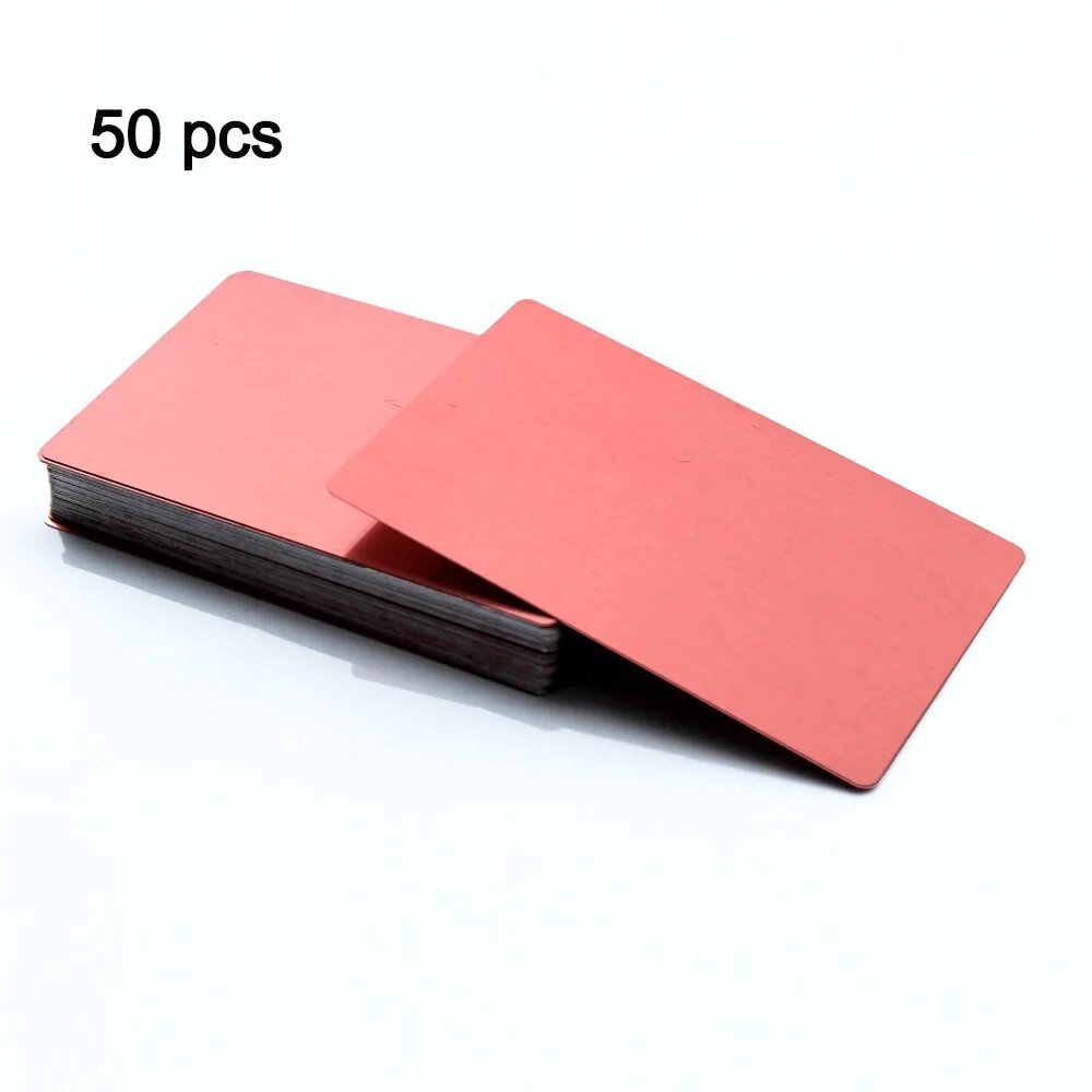 Розовые металлические визитки, 50 шт, Rose gold