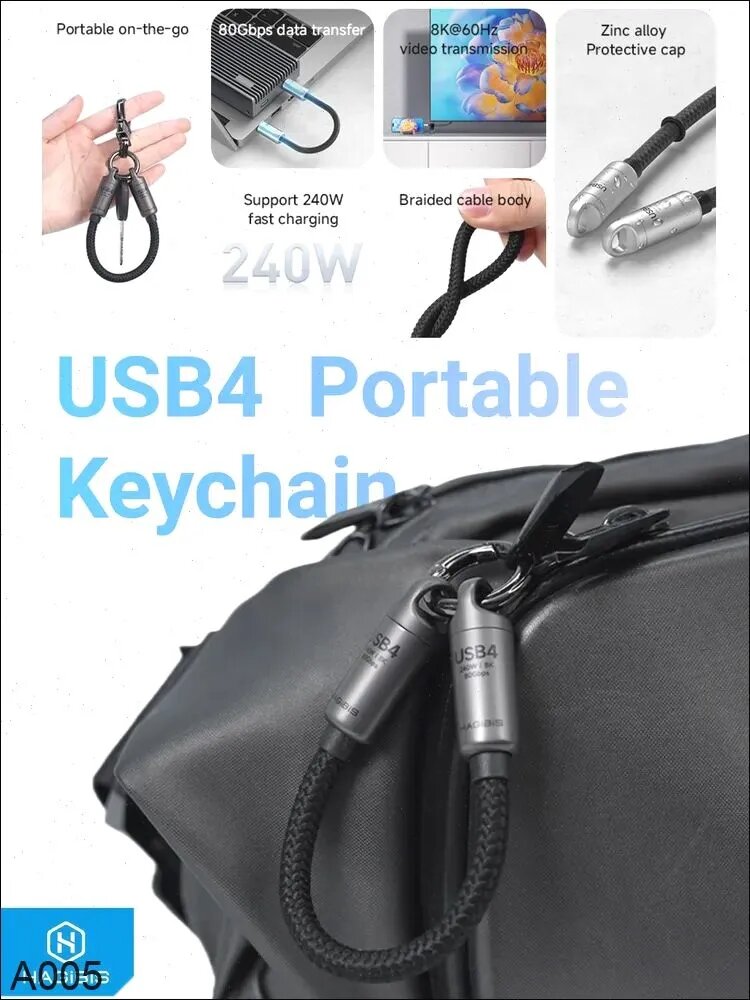 Hagibis Кабель для мобильных устройств USB Type-C/USB Type-C, 0.067 м, серый металлик