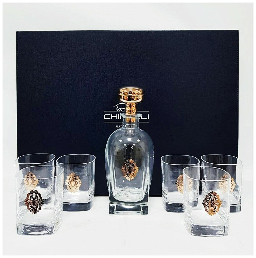 Набор для виски на 6 персон Chinelli "Arabesca" (розовое золото)