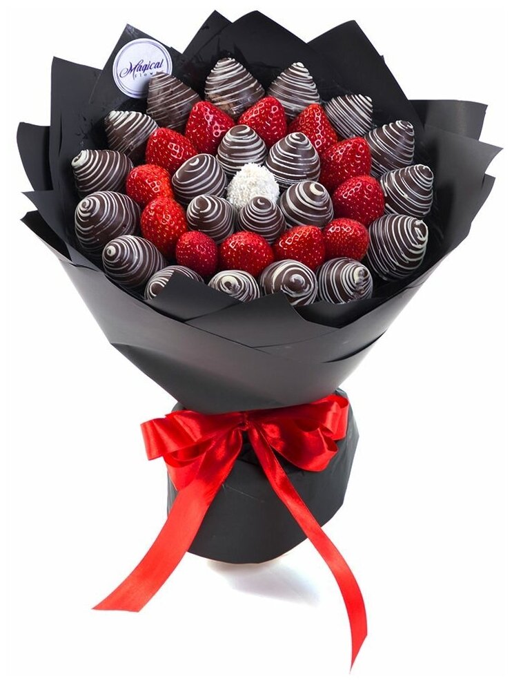 Съедобный букет Magic Flower "Леди в черном", клубника в шоколаде, 45 см