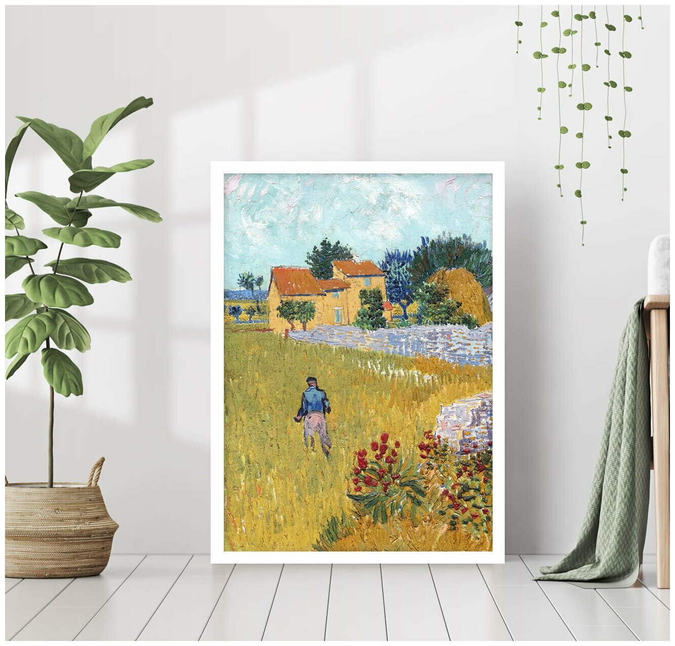 Постер "Дом в Провансе, Ван Гог" 50x70 в белой рамке на стену для интерьера