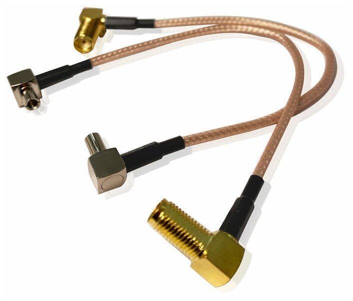 Комплект пигтейл-переходников TS9 - SMA female угловой, кабельная сборка, 2 шт, 15 см