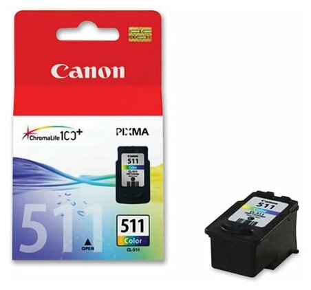 Картридж струйный CANON (CL-511) Pixma MP240/MP260/MP480, цветной, оригинальный, ресурс 244 стр, 2972B007