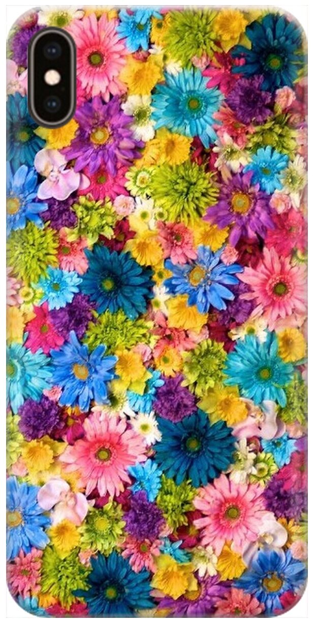 Силиконовый чехол на Apple iPhone XS Max / Эпл Айфон Икс Эс Макс с рисунком "Поле разноцветных цветов"