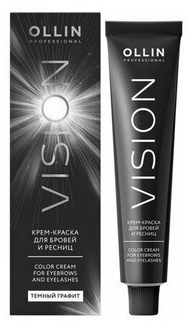 OLLIN, VISION Крем-краска для бровей и ресниц (Тёмный графит) 20мл + лепестки