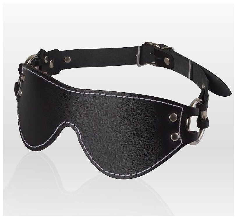 Маска из натуральной кожи с контрастной строчкой по краю, черный, Унисекс, натуральная кожа,