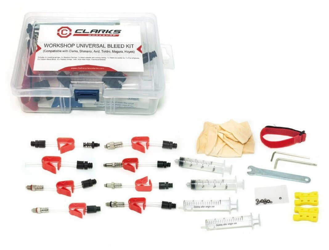 Тормозной 3-399 набор для прокачки дисковых гидравлических тормозов универсальный (SHIMANO, TEKTRO, AVID, HAYES, FORMULA, HOPE и др) UNI-BLEED CLARK`S