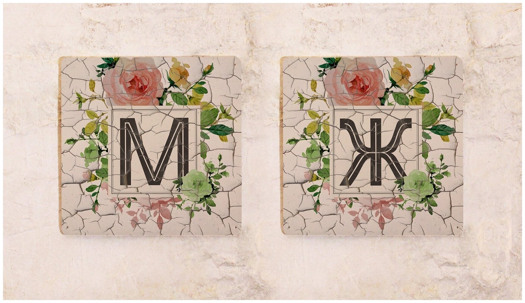 Набор табличек на туалет М и Ж винтажные, металл, 25х25 см