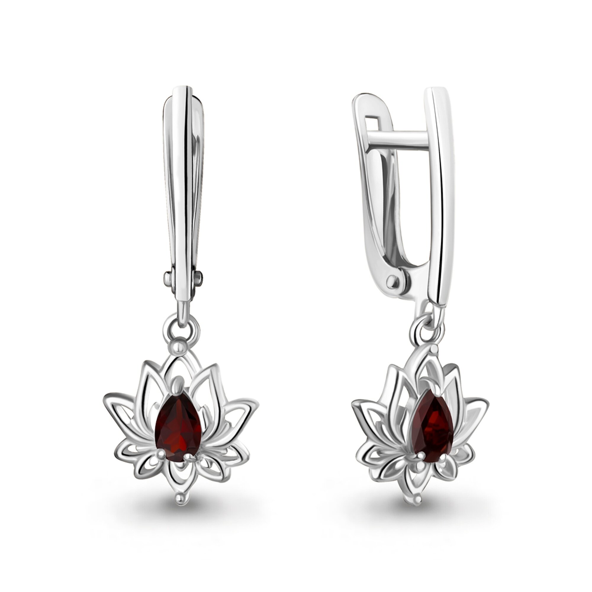 Серьги Diamant online, серебро, 925 проба, родирование, гранат
