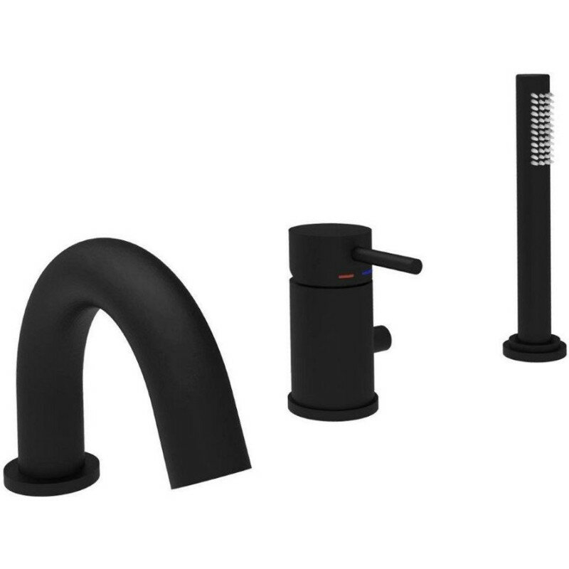 Смеситель Paffoni Light LIG047NO на борт ванны, на 3 отверстия, с душем, черный матовый