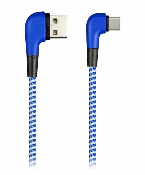 Кабель Smartbuy USB 2.0 - USB Type C, SOCKS L-TYPE, синий, 2 А, 1 м (iK-3112NSL blue)